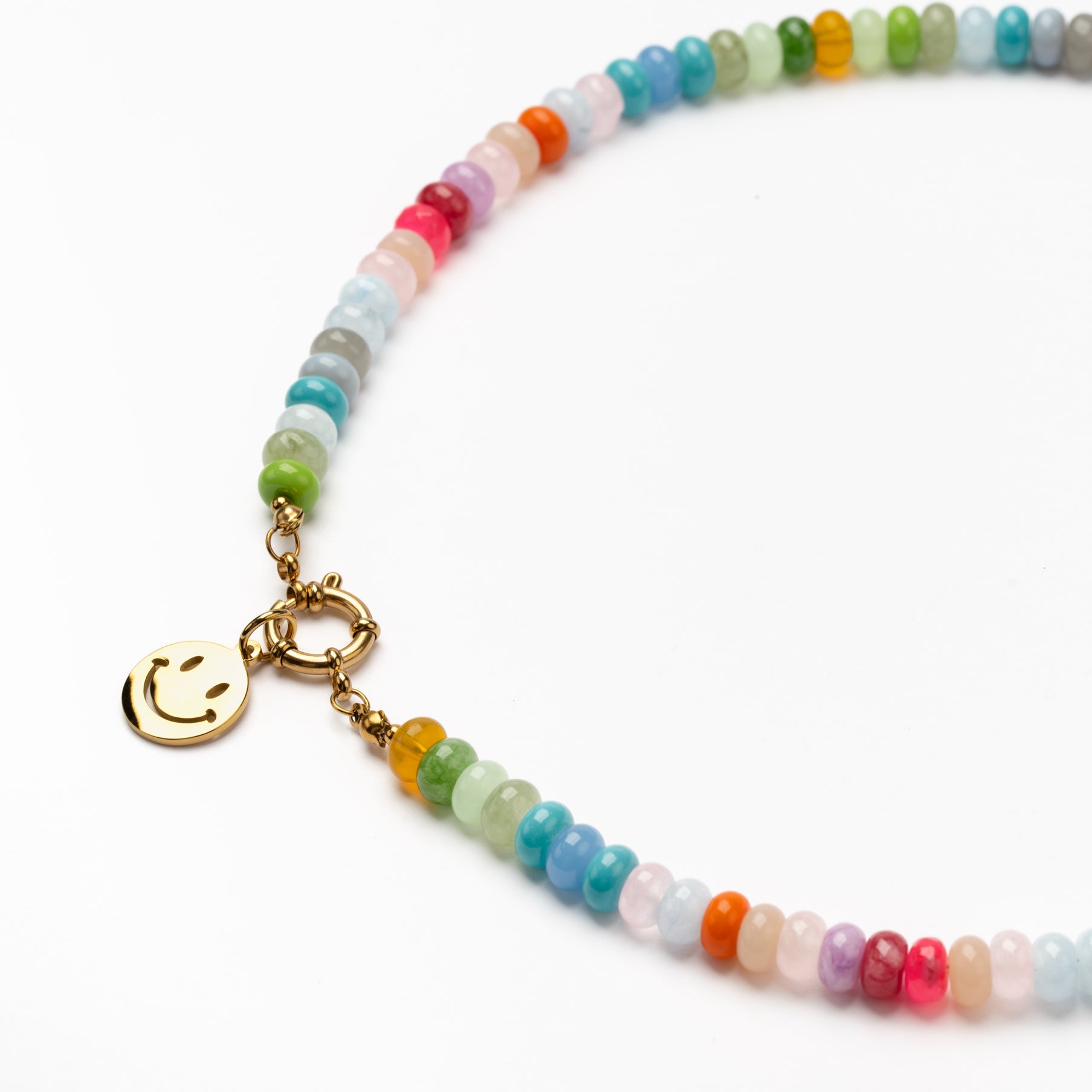 Longer Length Gold Smile Soft Pastel Candy Bead Necklace – Raf and Grace