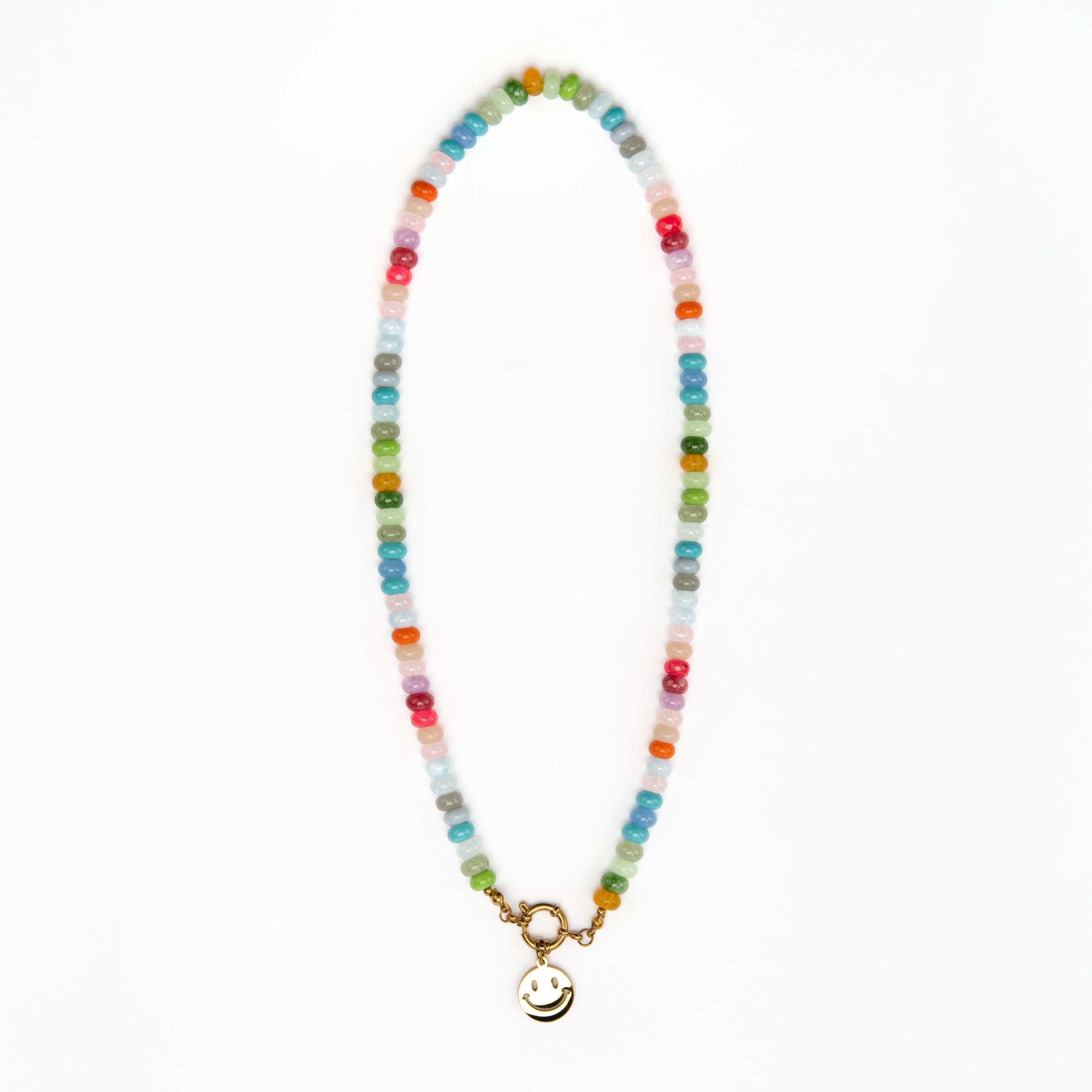 Longer Length Gold Smile Soft Pastel Candy Bead Necklace – Raf and Grace